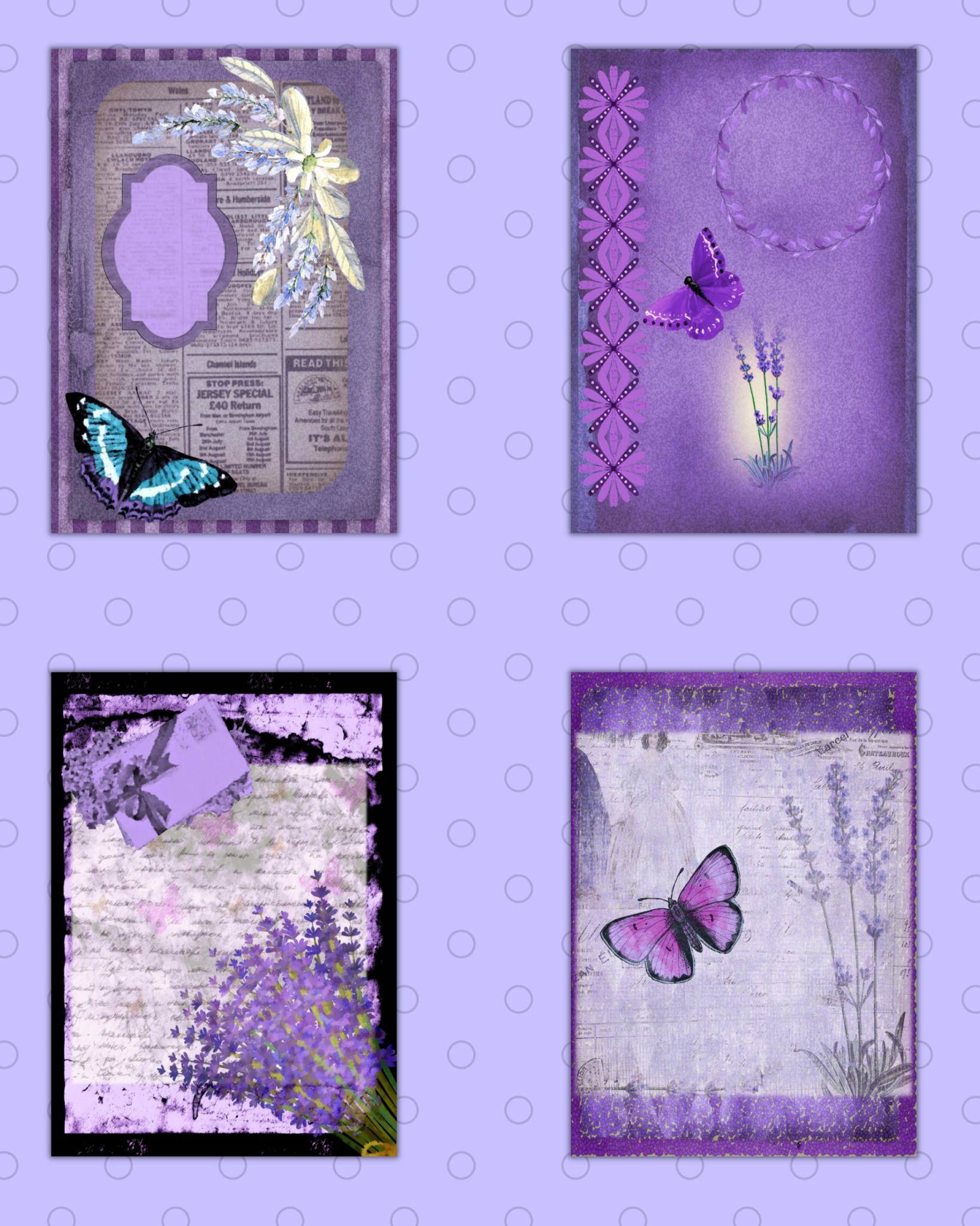 Printable Lavender Themed Pages & Tags, Junk Journal Ephemera - Kelly's ...