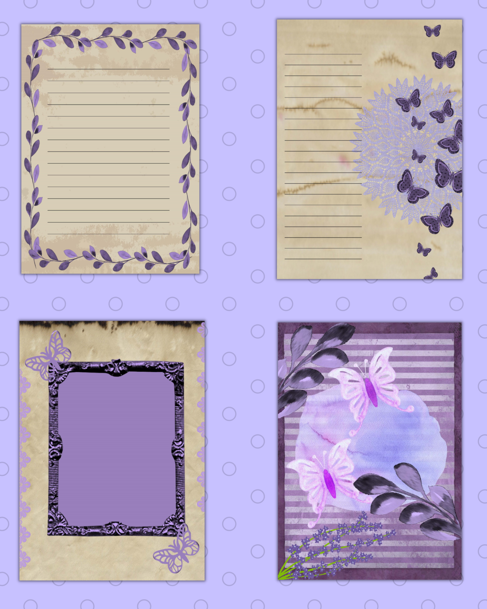 Printable Lavender Themed Pages & Tags, Junk Journal Ephemera - Kelly's ...