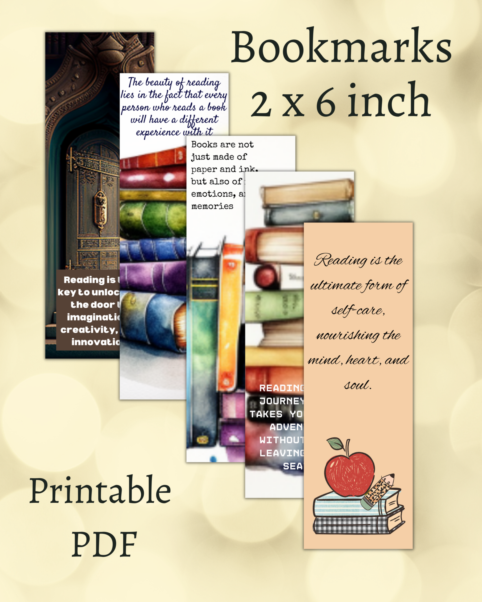 Printable 10 x Books/Reading Themed Bookmarks, Instant Download PDF ...