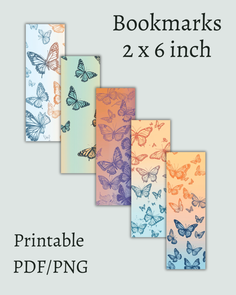 Printable 10 x Butterfly Bookmarks, Instant Download PDF/PNG - Kelly's ...